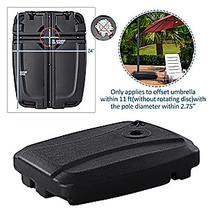 Tangkula Wheeled Weight Base, for Universal Patio Cantilever Offset Umbrella, 210 lbs Sand and 132 lbs Water Refillable Design, Mobile Umbrella Stand with Grooves and Pre-Install Cross Base (Black)