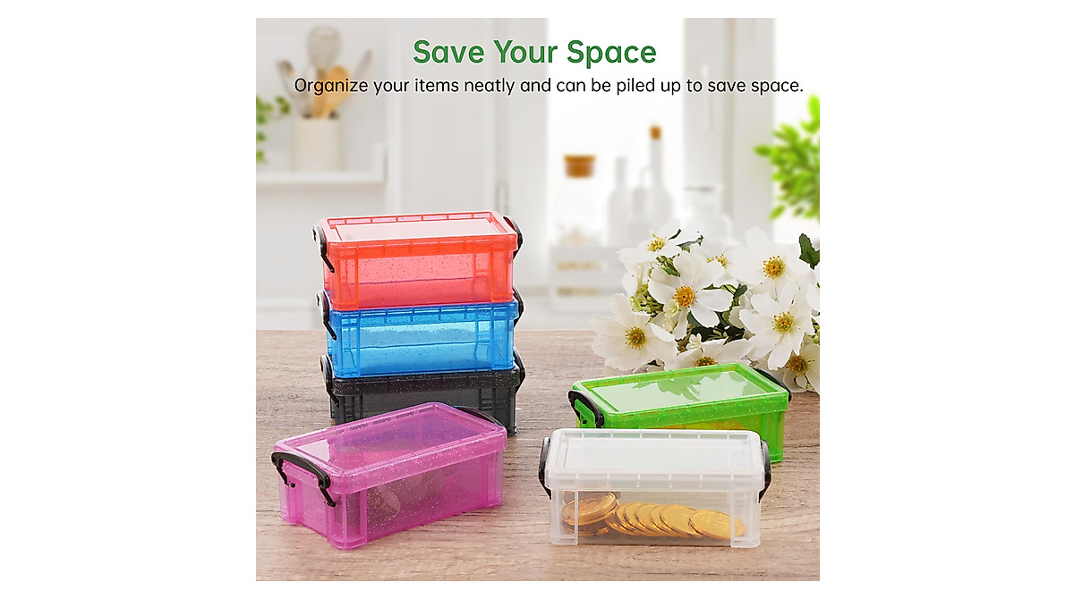 Mini Plastic Storage Containers - 6 PCS with Lids