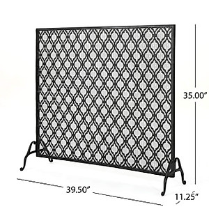 Christopher Knight Home Elmer Single Panel Iron Fireplace Screen, Black