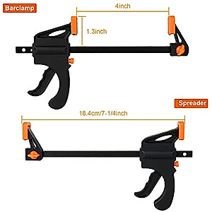 12 Pack 4 Inch Bar Clamps for Woodworking Quick Grip Clamps Trigger Clamp One Handed Ratchet Clamp, Mini Small Bar Clamps for Craft Wood Clamps for Gluing