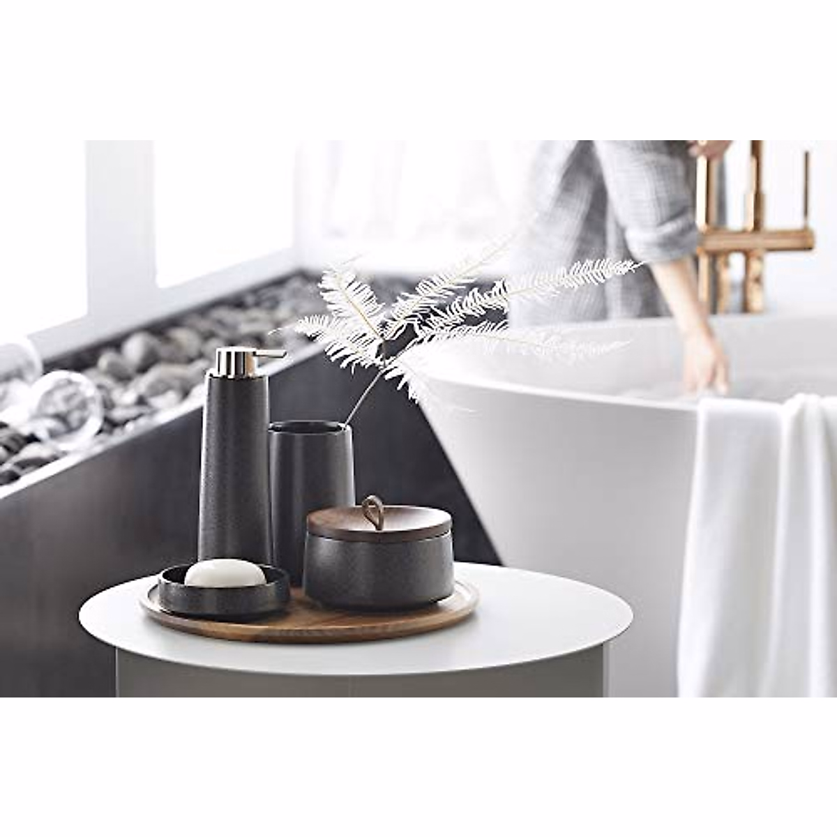 Kohler 29590-SSP-HDN K-29590-SSP-HDN Bente Bathroom Accessories, 5 Piece, Shagreen Oyster Pearl