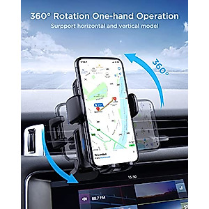 HTC Wireless Car Charger & Car Phone Holder 2 in 1, 15W Auto Clamping Cradle Qi Fast Charging Car Air Vent Phone Mount Compatible with iPhone 13/13 Pro/12 Pro Max, Samsung Galaxy S22 S20 10+ S9+S8