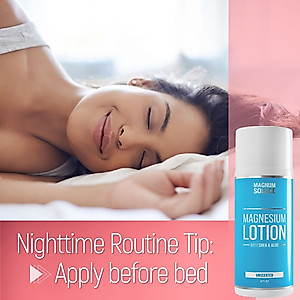 Magnesium Lotion – Super Concentrated – Made with Aloe and Shea – For Leg Cramps, Sore Muscles & Joints, Rejuvenation – Safe for Kids, Made in the USA (Chamomile & Lavender)