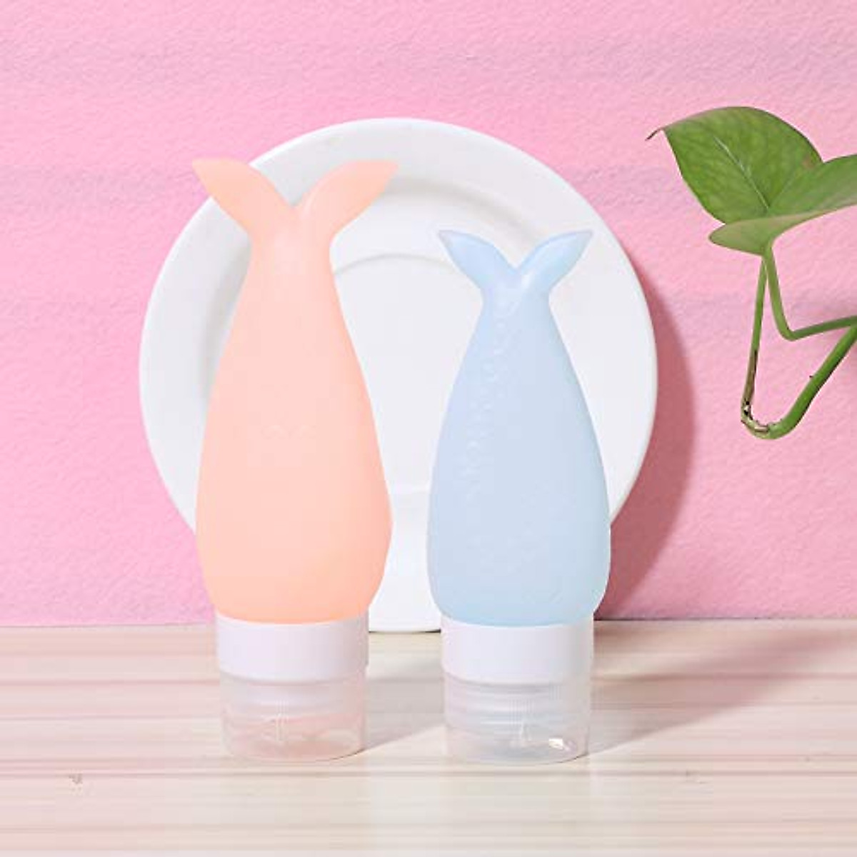 VTOSEN 2Pcs Portable Silicone Travel Squeeze Bottle Set, Leakproof Shampoo and Conditioner Containers, Body Wash Container