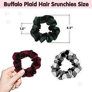 Buffalo Plaid Dog Bandana & Hair Scrunchies Dog Puppies Pets Accessories Cotton Bandanas Handkerchiefs Scarfs Dog Birthday Party Outfit Dog Lovers Presents