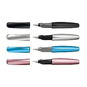Pelikan Twist Fountain Pen with 1 Ink Cartridge, Medium Nib, Silver, Boxed (947101)