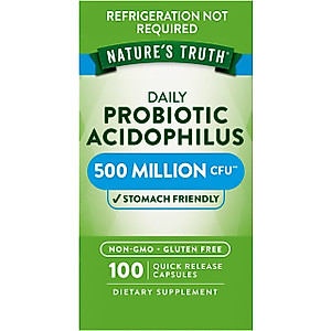 Probiotics For Men and Women Digestive Support | 500 Million CFU | 100 Capsules | Acidophilus | By Nature's Truth