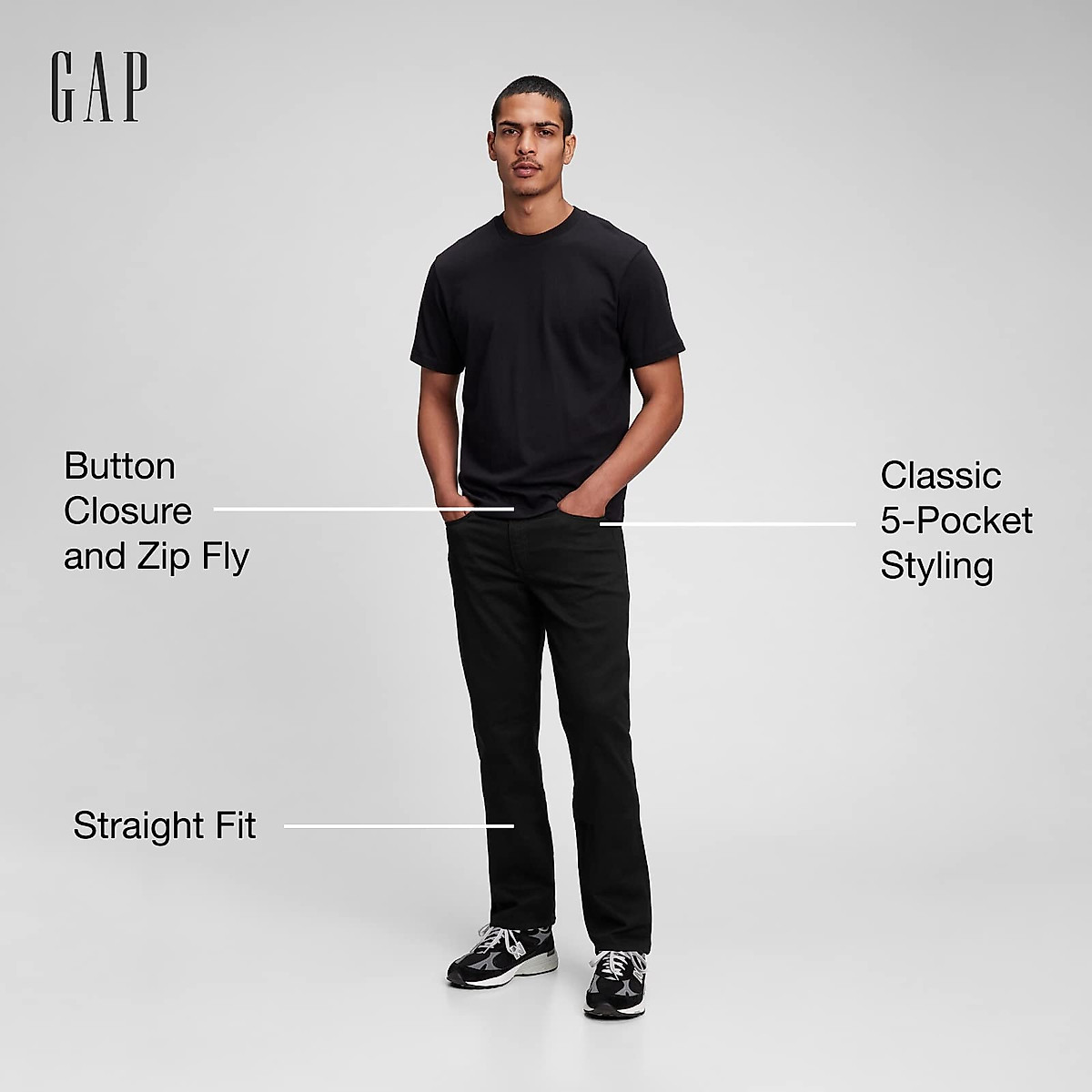 GAP Mens Gapflex Stretch Technology Slim Fit Denim Jeans, True Black, 36W X 32L US