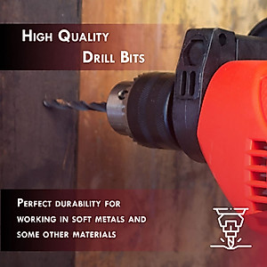 PROMAKER HSS Tip Metal Drill Bits 1/2 inch (5 PCs) for Metal, Steel, Cast Iron, Wood and Plastic 4241 PRO-HSSB141200