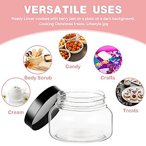 Bokon 96 Pieces 8 oz Plastic Jars with Lids Travel Clear Plastic Cosmetic Containers Refillable Round Lotion Container for Lotion Cream Ointments Makeup Eye Shadow Body Butter