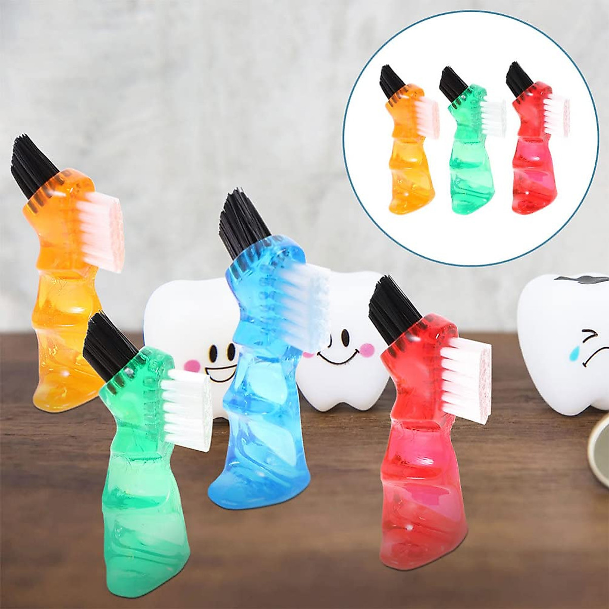 FOMIYES Toothbrushes 3pcs Cleaning Brush Hard Brush Toothbrush Double Sided False Brush Heads Portable for False Cleaning Cleaning