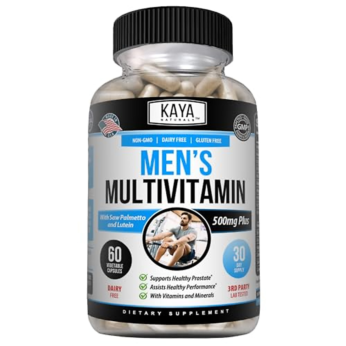 Kaya Naturals Multivitamin for Men - Men's Prostate Multivitamin - Multi Mineral Daily Supplement - Pills for Men - Supports Healthy Prostate - Vitaminas para Hombres - 60 Veggie Capsules