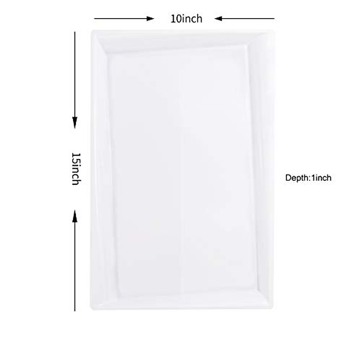 I00000 8 Pack White Plastic Serving Tray, 15" x 10" Rectangle Food Trays, Disposable Serving Platter for Parties, weddings and Party