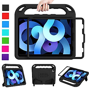 LTROP iPad Air 5/4 Case (2022/2020) & iPad Pro 11 Case (2021/2020/2018) - Built-in Screen Protector, Shockproof Handle Stand, Black