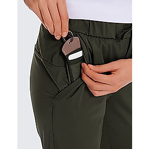 CRZ YOGA Womens 4-Way Stretch Ankle Golf Pants - 7/8 Dress Work Pants Pockets Athletic Yoga Travel Casual Lounge Workout Olive Green Medium