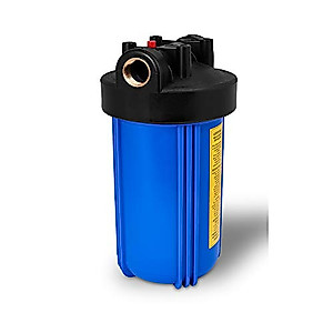 Whole House Water Filter Purifier System, Big Housing with Presser Relief Button, 1” Inlet/Outlet Brass Port & (GAC) Granular Activated Carbon Filter Cartridge (10 Inches)