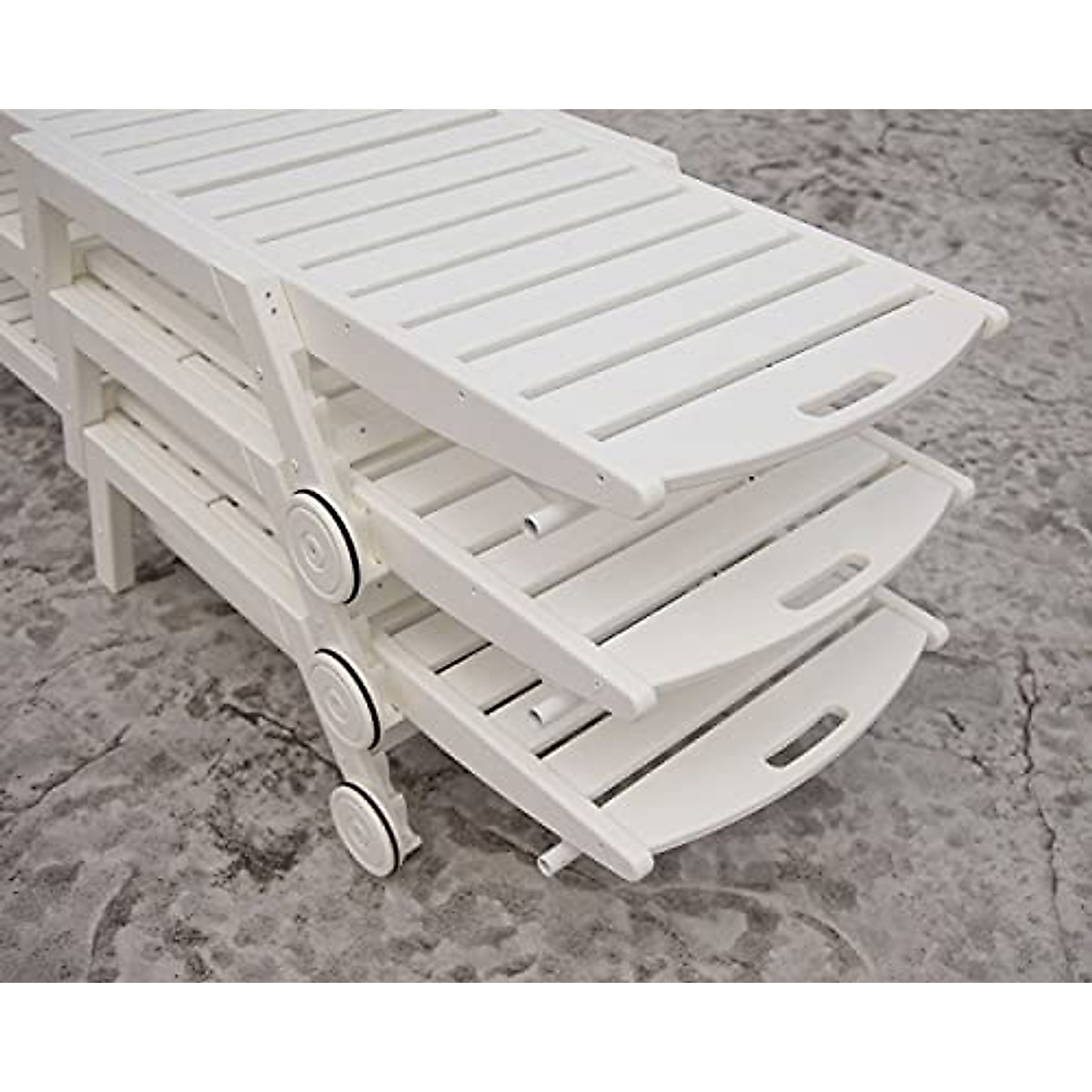 POLYWOOD NAW2280WH Nautical Wheeled Chaise, Stackable, White