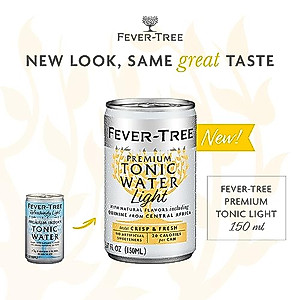 Fever-Tree Light Tonic Water Cans, 5.07 Fl Oz (Pack of 24), Lower in Calories, No Artificial Sweeteners, Flavorings or Preservatives (Packaging may vary)