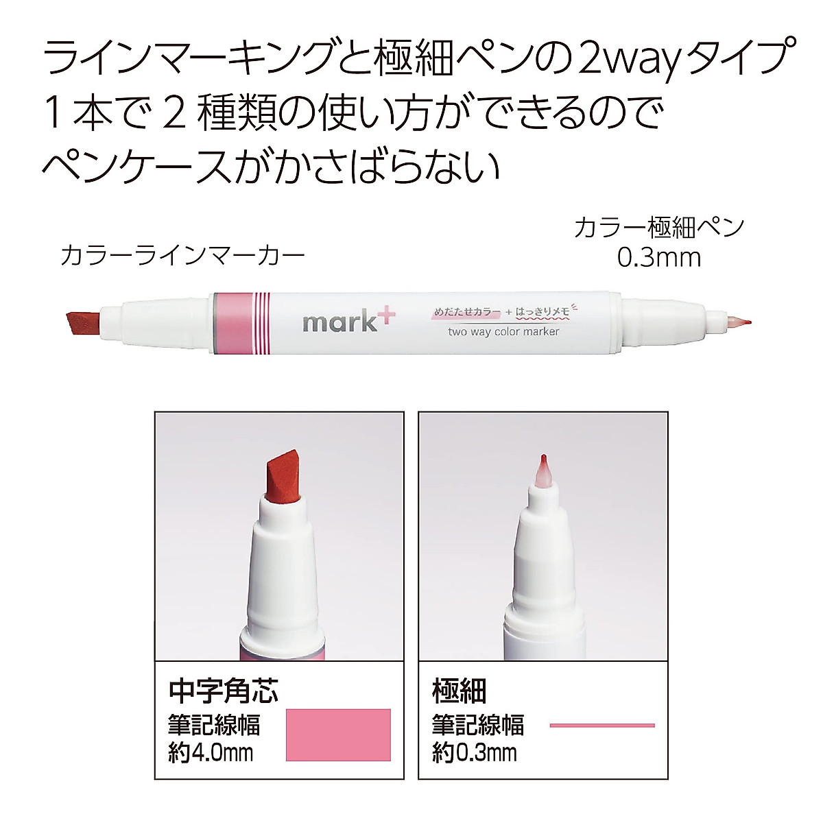 KOKUYO 2-Way Vivid Highlighter 5 Colors Set. Mark+ Dual Tips Markers, Quick Dry Chisel Fine Tip 5 Pack of Gold, Gray, Light Green, Navy, Red. Japan Import (PM-MT200-5S2)