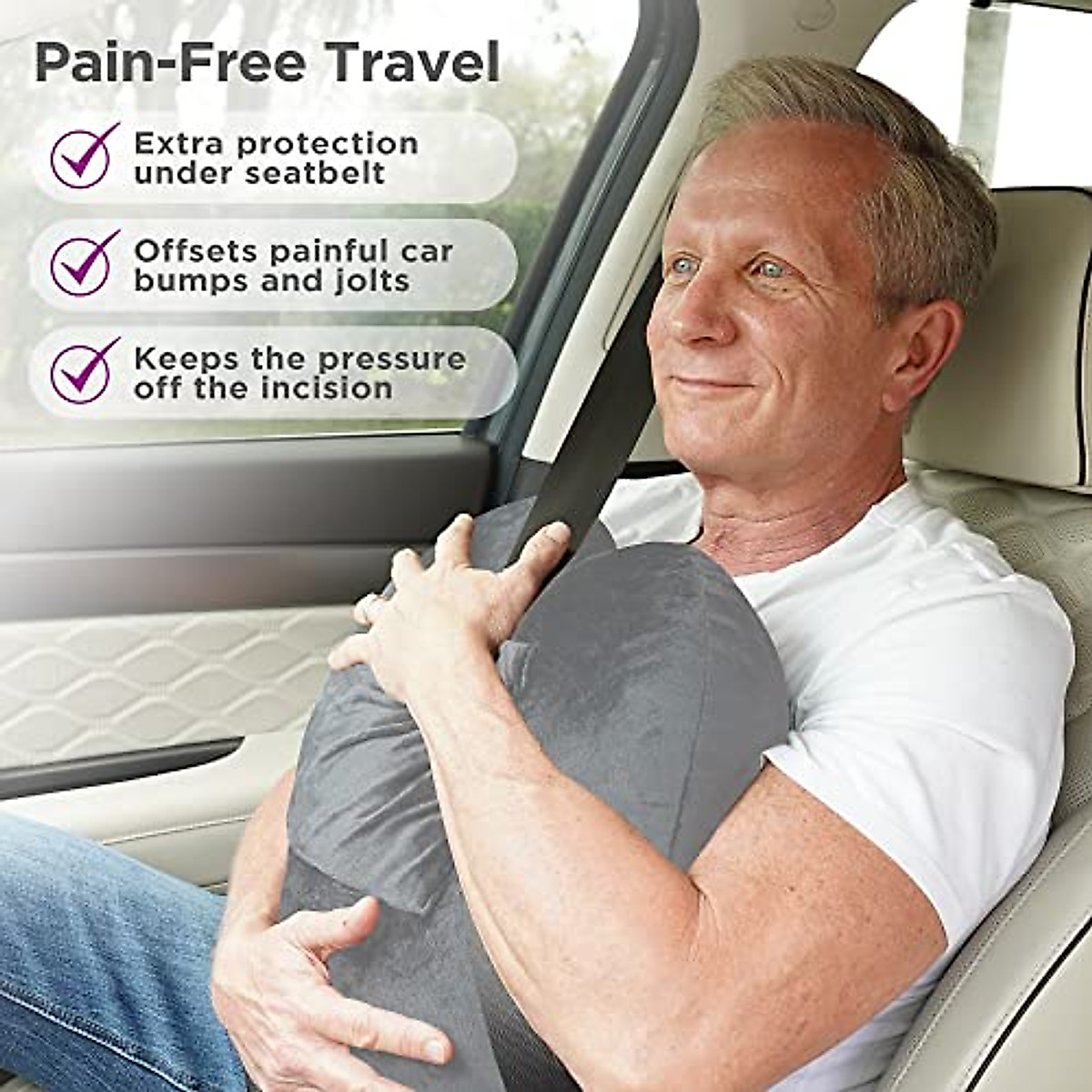 Zomaple Heart Pillow for After Heart Surgery - Open Heart Surgery Recovery Pillow - Cardiac Cough Pillow Recovery Gift for Mastectomy, Hysterectomy and Abdominal Surgery - Gel Pack (Included Items)