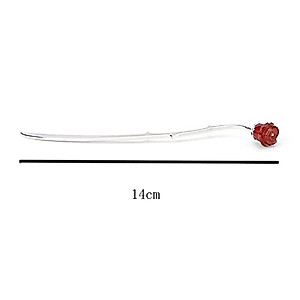 Saturey Bookmarks Sterling Silver Rose Flower Bookmark Red Agate to Send Girlfriend Birthday Valentine's Day Gift Book Marks for Book Lovers