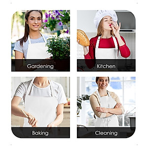 Avalon Kitchen Apron 12 Pack Bulk White Aprons Perfect Kitchen Cooking Apron Best Chef Apron for Man and Women Ideal for BBQ Painting and Restaurant