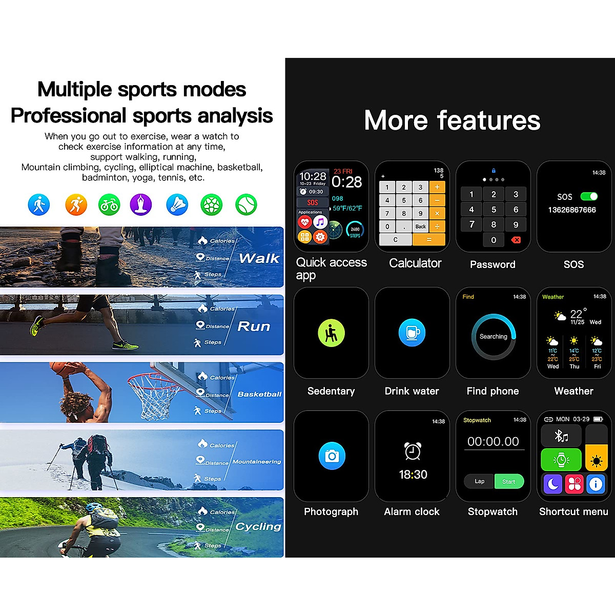 Smart Watch 2022(Make Answer Call Voice Control), 1.7 in Curved Screen Health Smartwatch with Call Text SOS Heart Rate Blood Pressure SpO2 Sleep Monitor Pedometer for Women Men for Android Phones