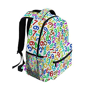 Colorful Numbers School Backpack Travel Rucksack Book Bag Laptop Backpack