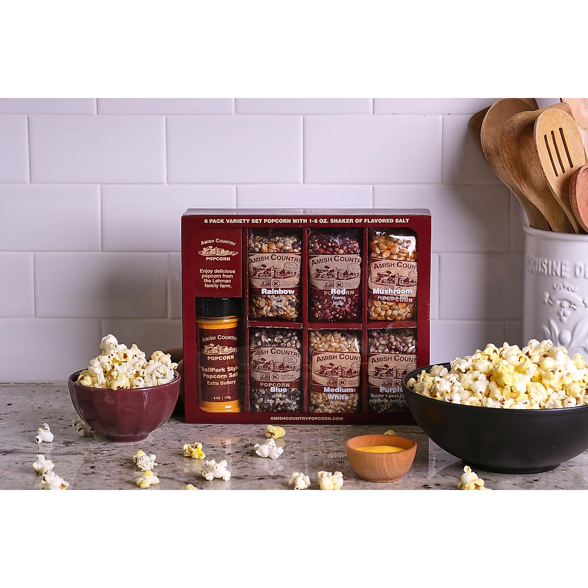Amish Country Popcorn | Popcorn Kernel Variety Set with ButterSalt | 6-4 oz Bags | Old Fashioned, Non-GMO and Gluten Free