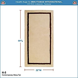 Minuteman International Mesa Tan Contemporary Wool Hearth Rug, Rectangular