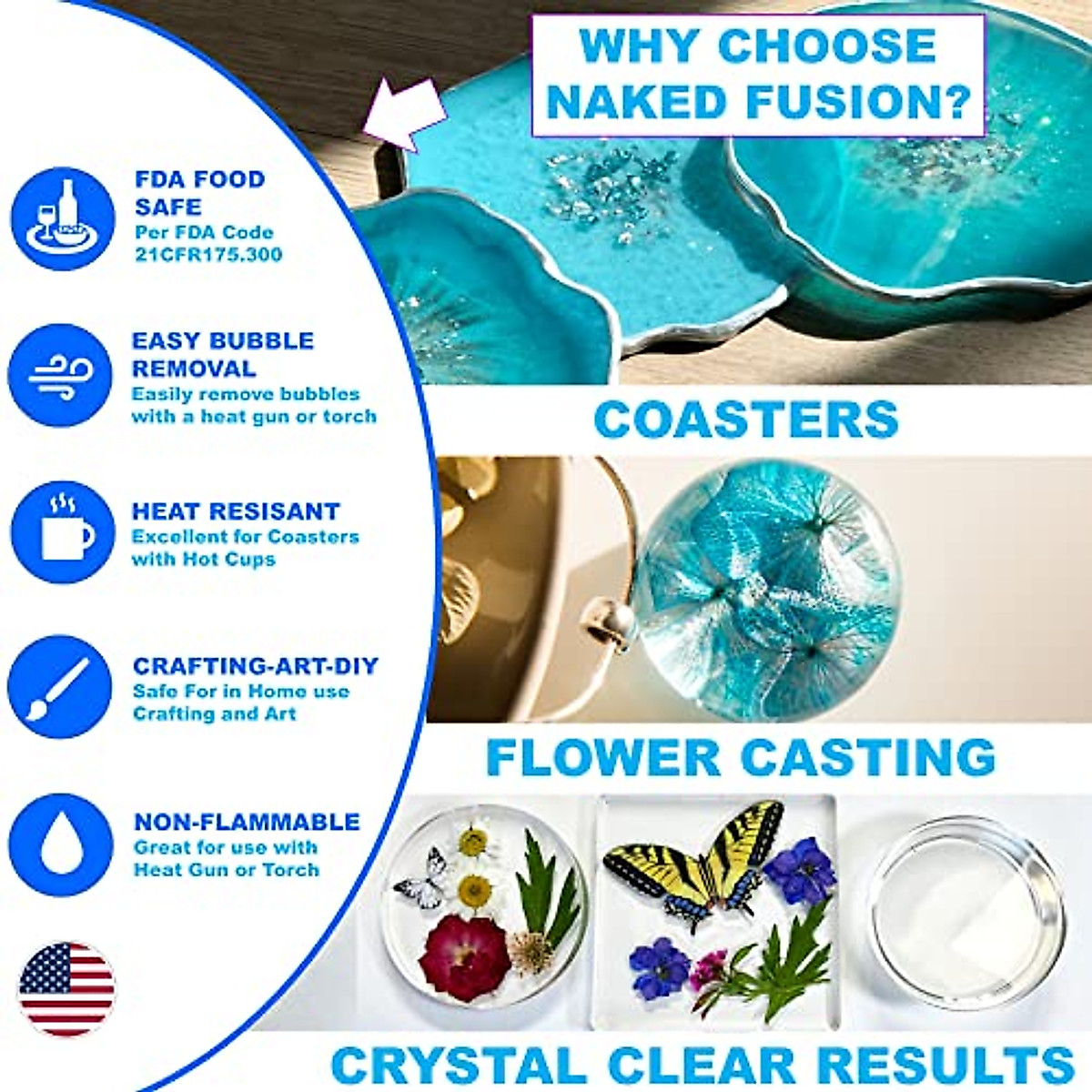 Epoxy Resin Art Resin Crystal Clear Formula- The Artist's Resin for Coating, Casting, Resin Art, Geodes, Tabletop, Bar Top, Live Edge Tables, River Tables- Non-Toxic -1 Gallon Kit