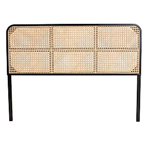 bali & pari Lainer Natural Rattan Headboard, Queen, Black