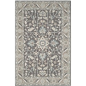 SAFAVIEH Blossom Collection Accent Rug - 2'3" x 4', Dark Grey & Light Brown, Handmade Wool, Ideal for High Traffic Areas in Entryway, Living Room, Bedroom (BLM217A)