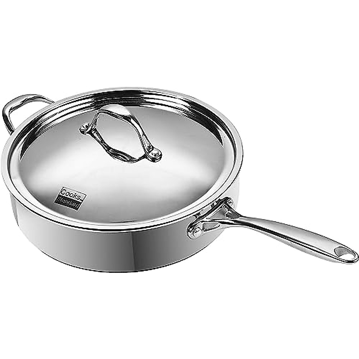 Cooks Standard Multi-Ply Clad Stainless Steel Saute Pan 10.5 Inch, 4 Quart Deep Frying Pan Skillet with Lid, Induction Cookware, Stay-Cool Handle
