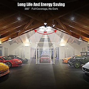 180W Upgraded LED Garage Lights 2-Pack - 20000LM 6500K Deformable Ceiling Lighting Fixture with 12 Adjustable Panels 228 LED Lamp Bead Light - E26/E27 Bay Light for for Garage, Workshop, Basement