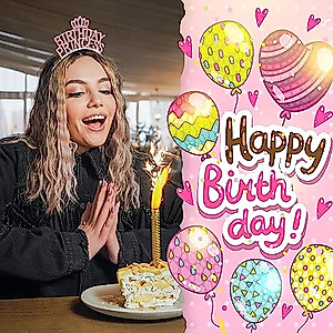 Ondder Birthday Sash for Women Pink Birthday Princess Crown Birthday Tiara for Girls Birthday Girl Headband Happy Birthday Party Supplies Birthday Girl Glitter Sash Birthday Headband Birthday Decorations