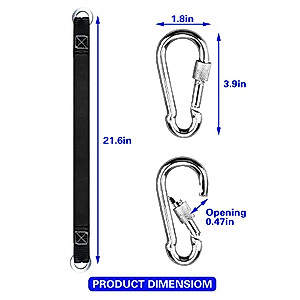 JMKIN Swing Tree Straps,Tree Swing Straps Hanging KKT,2pcs 19.68INCH Tree Straps with/ Safety Lock Snap Carabiner Hooks 2200lbs for Swing Hammocks Seat Pulley System Gym Equipment