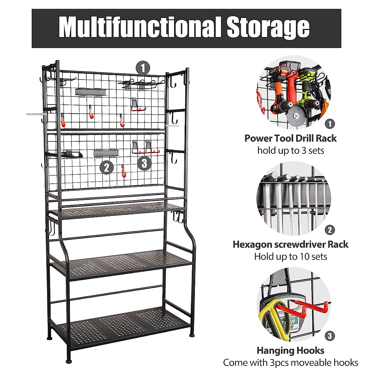 Mythinglogic Alloy Steel Tool Storage Organizer,Heavy Duty Tool Holder for Power Tool, Drill, Screwdriver, Wrench, Storage Shelf for Toolbox, Tool Chest Organizer for Garage, Workshop, Shed, Mechanics