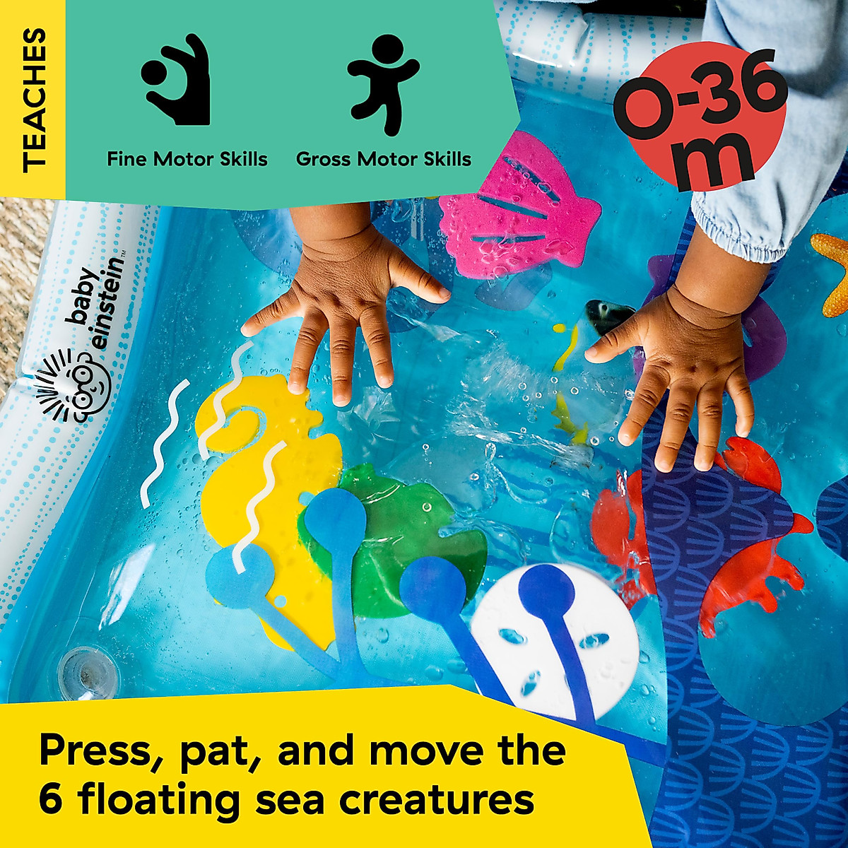 Baby Einstein Octopus Water Play Mat - Safety Fill Line, Tummy Time Activity & Sensory-Toy for Babies Newborn and up, Blue