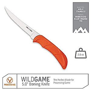 Outdoor Edge 5" Wild Game Boning Knife - Fixed Blade for Processing Game and Fish with Rubberized Nonslip TPR Handle