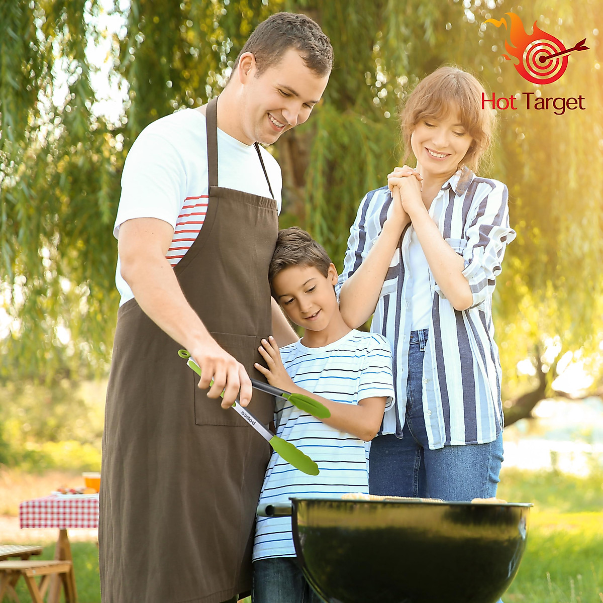 POPCO Tongs for Cooking - Set of 3 (7, 9, 12 inches) - Heavy Duty, 304 Stainless Steel BBQ and Kitchen Tongs with Silicone Tips (3 COLORS AVAILABLE)