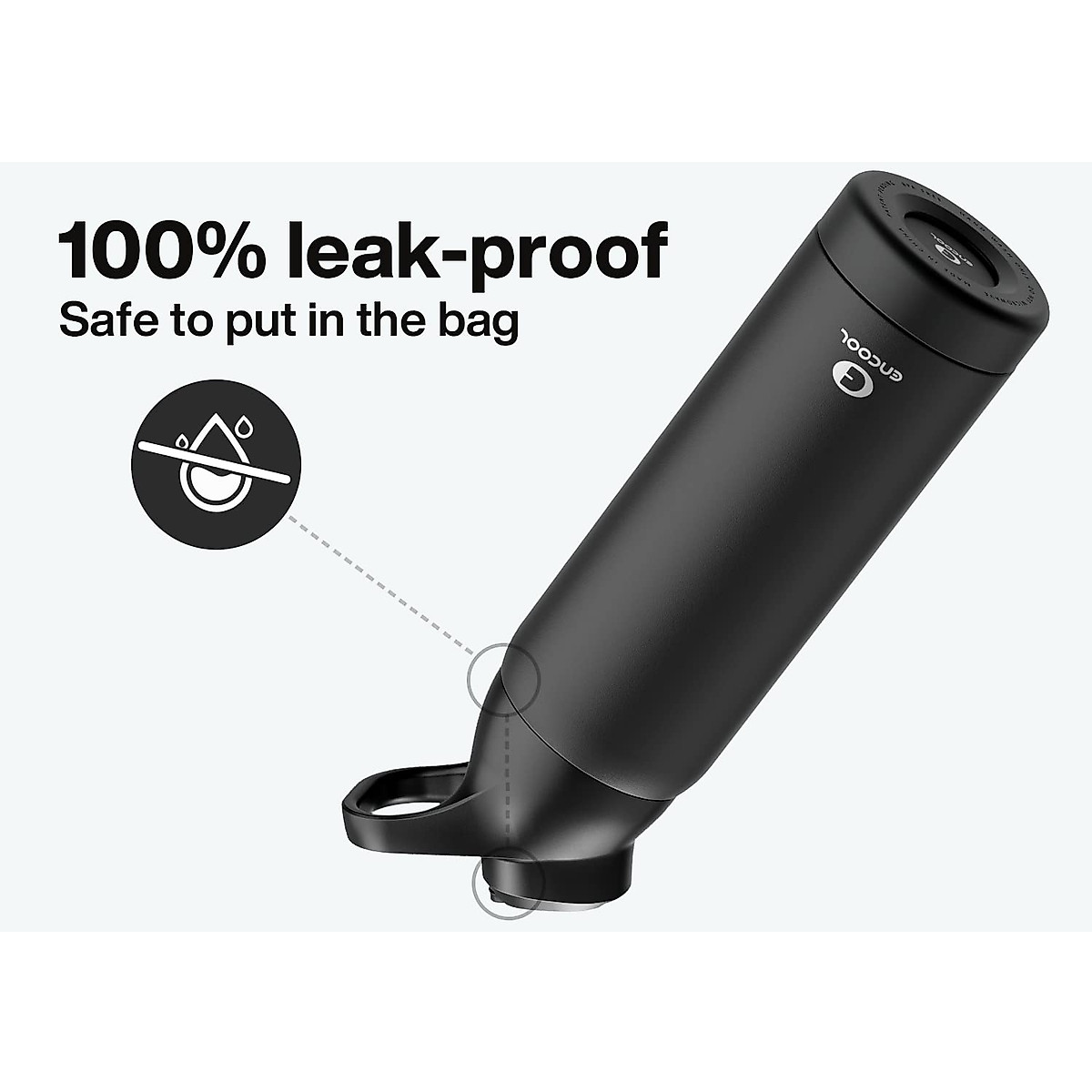 ENCOOL Insulated Stainless Steel Water Bottle with Straw and Carry Loop, Double Wall Cold for 36 Hours, Tritan Leak Proof Lid for Sports, Travel, 24 oz, Black Night