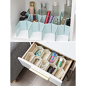 COOLFUNLIFE Plastic Partition Honeycomb Shape Drawer Dividers, Underwear Socks Bras Ties Belts Scarves, Bee Style Household Closet Storage Cabinet Clapboard DIY Drawer Organizer Divider - White