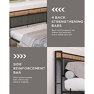 BUCOTOD Bed Frame with Storage Headboard, Built-in Charging Station, Easy Assembly, Noise Free, Non-Slip Design, Sturdy and Stable, No Box Spring Needed, Heavy Duty Metal Support Bed Frame-QUEEN99