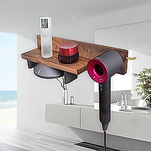 Dyson Supersonic Hair Dryer Holder, Magnetic Hair Dryer Display Stand Wooden Bathroom Wall Mount Organizer (A