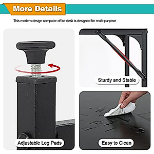 35/39/47 Inch Computer Desk Home Office Desk Writing Study Table Modern Simple Style PC Desk with Metal Frame Gaming Desk Workstation for Small Space (Black, 39 inch)