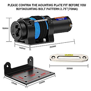 Anbull 12V 4500lb Electric Winch,Synthetic Rope ATV UTV Winch with Mounting Bracket/Wireless Remote Control for Towing ATV/UTV