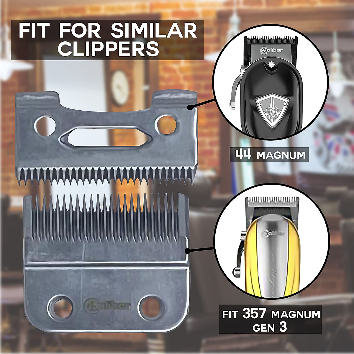 Caliber Pro 357 Magnum Clipper Blades - Cordless Clipper and Trimmer Professional Hair Cutting Blade - Spare Barber Blade for Men's Hair and Beard Grooming Clippers Kit (Replacement Blade)