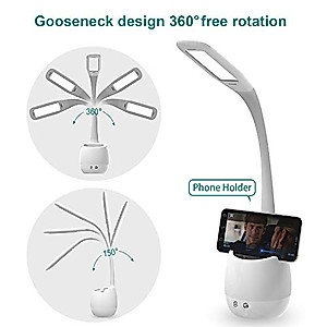 ERAY Kids Desk Lamp LED Study 2000mAh Rechargeable Desk Light with Pen Holder/ 8 Colors Night Light/ 3 Brightness Levels/Touch Control, Dimmable Table Lamp for Boys & Girls Eye-Caring Reading