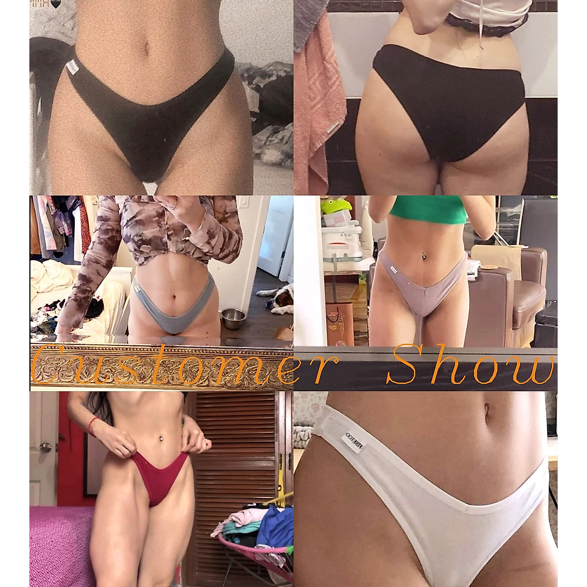 FINETOO Womens Underwear Cotton Bikini Rib Cheeky Panties Sexy V-shaped Waistband Hipster (XL)